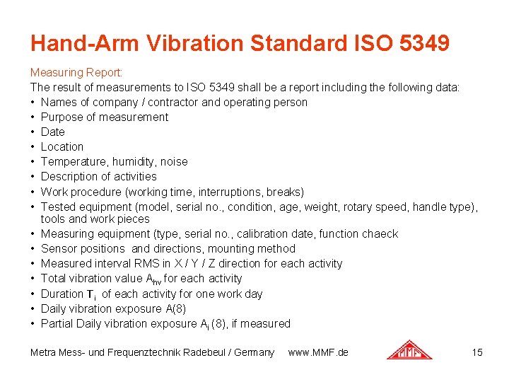 Human Vibration Introduction Legislation and Standards Metra Mess