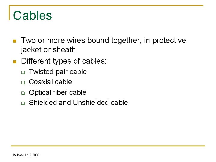 Installing the Network Chapter 11 Release 1672009 Chapter