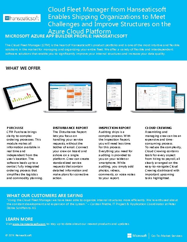 Cloud Fleet Manager from Hanseaticsoft Enables Shipping Organizations