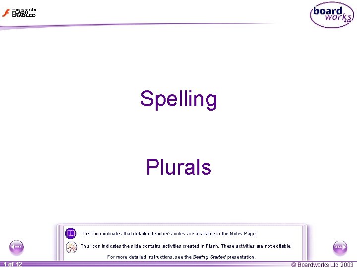 Spelling Plurals This icon indicates that detailed teachers