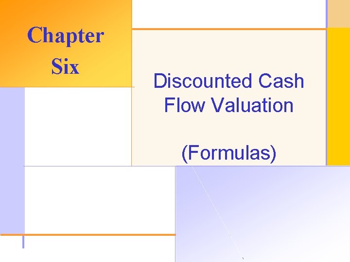 Chapter Six Discounted Cash Flow Valuation Formulas 2003