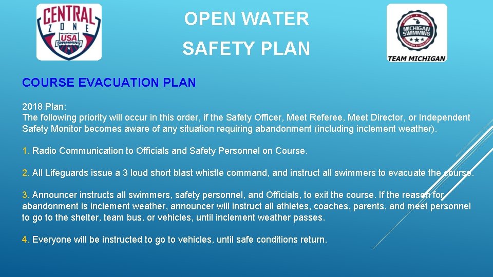 HURON VALLEY PENGUINS 2018 OPEN WATER SAFETY PLAN