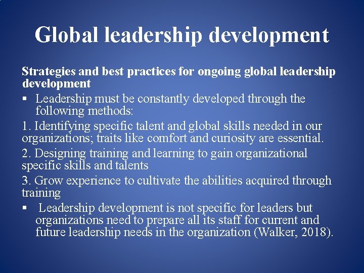 Global Leadership Development Plan Name Course Number Date