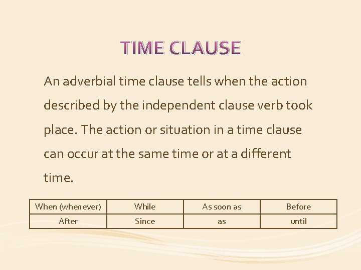 ADVERBIAL CLAUSE TIME PLACE DISTANCE MANNER REASON INTRODUCTION