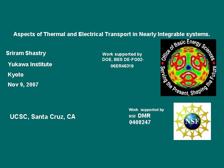 Aspects of Thermal and Electrical Transport in Nearly