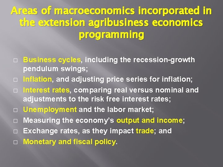 A DASHBOARD OF MACROECONOMICS GRAPHICS FOR EXTENSION AGRIBUSINESS