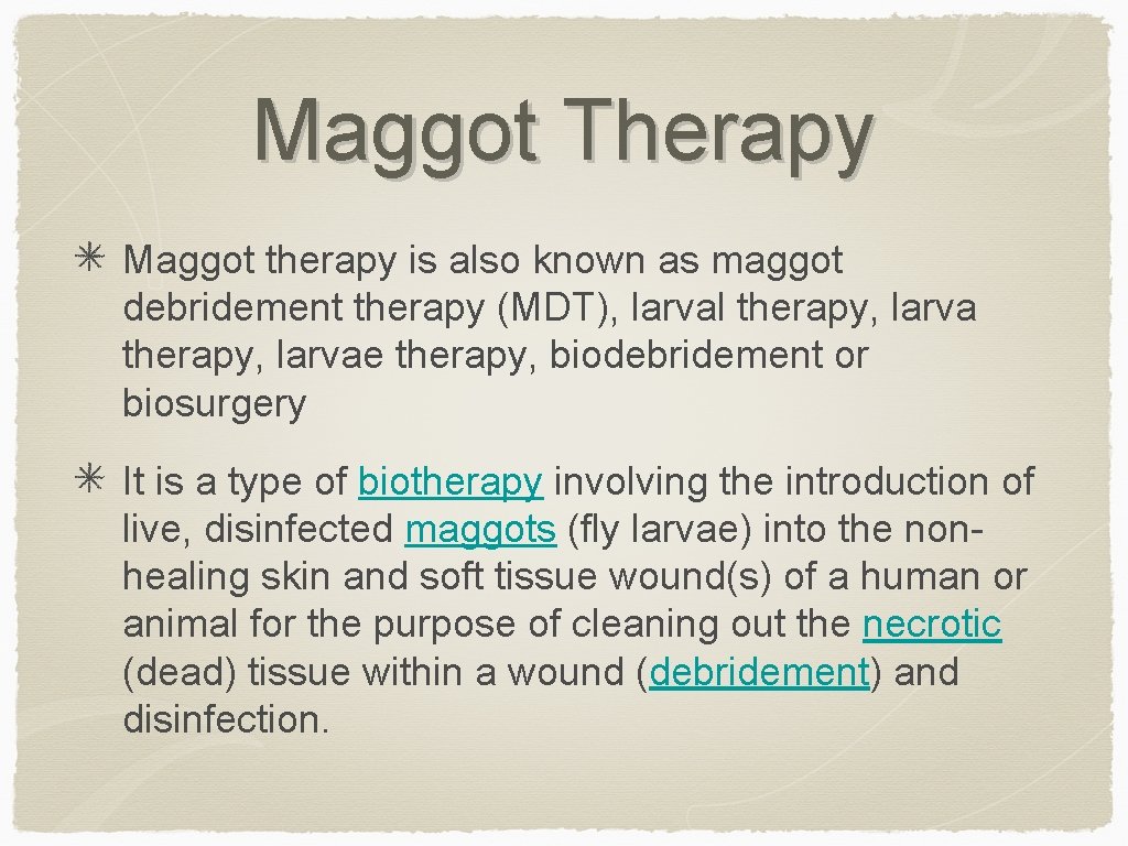 MAGGOTS A presentation by Coleman Myers Maggots in