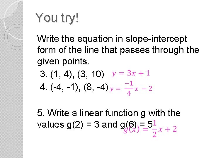 Lesson 4 2 Writing Equations in PointSlope Form