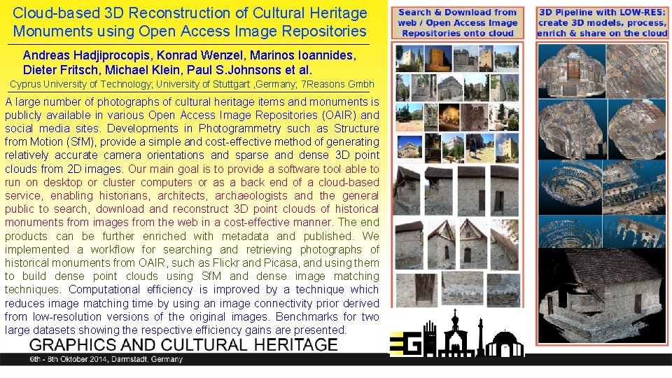 Cloudbased 3 D Reconstruction of Cultural Heritage Monuments