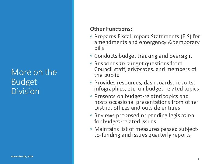 Meet the Office of the Budget Director OFFICE