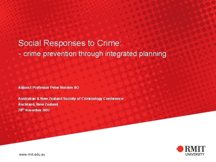 Social Responses to Crime crime prevention through integrated
