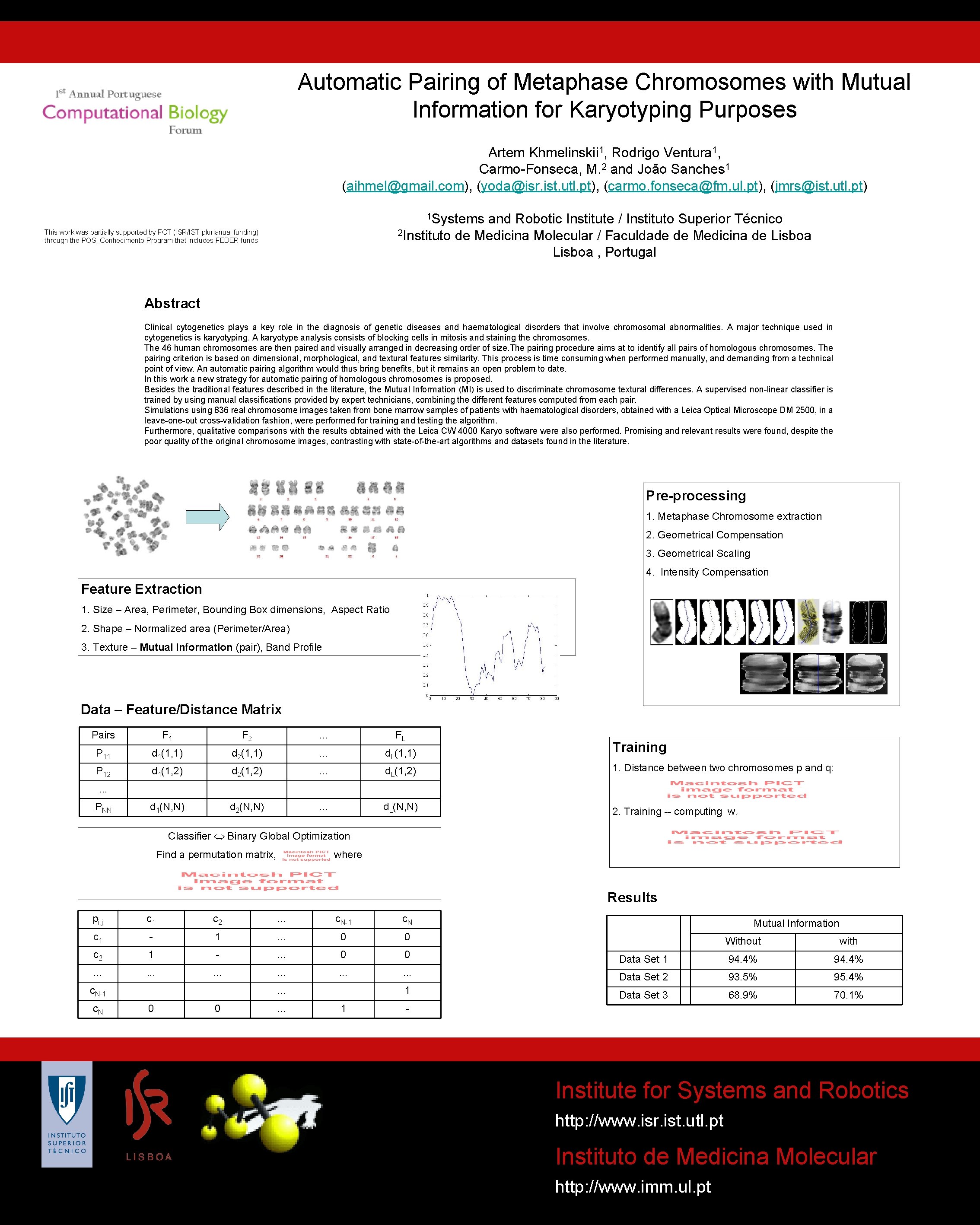 Automatic Pairing of Metaphase Chromosomes with Mutual Information