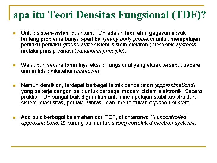 DENSITY FUNCTIONAL THEORY DFT I WIPSAR SUNU BRAMS
