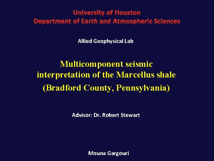 University of Houston Department of Earth and Atmospheric