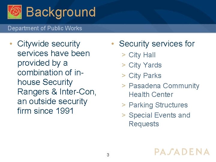 Department of Public Works Citywide Security Services U