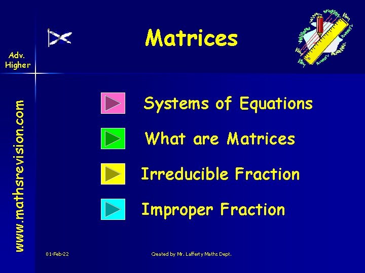 Matrices www mathsrevision com Adv Higher Systems of