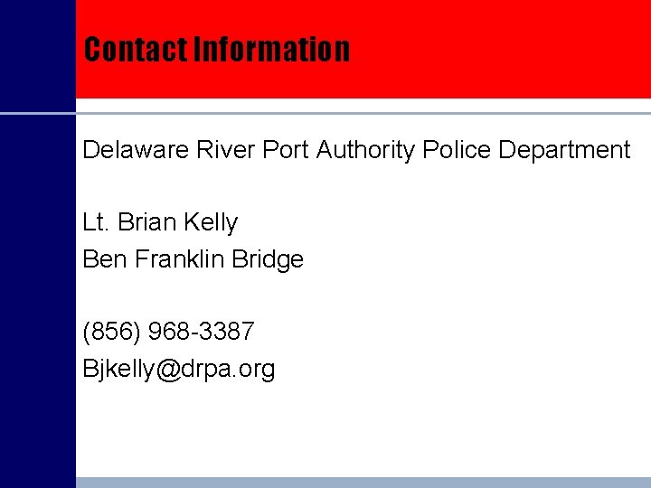 Delaware River Port Authority Police Department Lt Brian