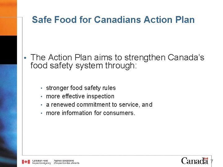 The Canadian Food Inspection Agency CFIA An overview