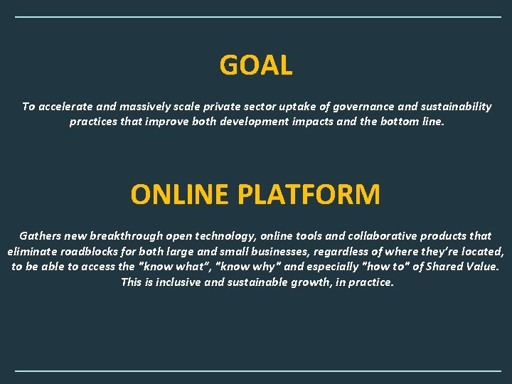 OPEN PRIVATE SECTOR Presentation by Benjamin Herzberg GOAL