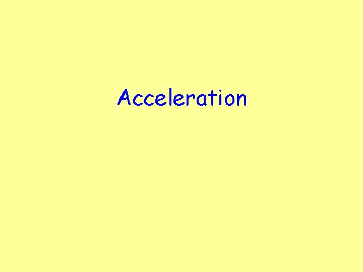 Acceleration Learning Intention To develop a knowledge of