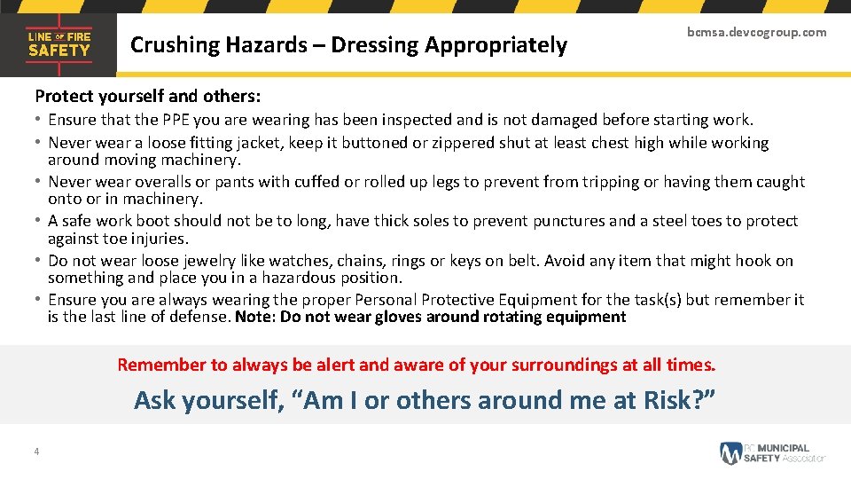 bcmsa devcogroup com Dressing Appropriately Safety Moment bcmsa