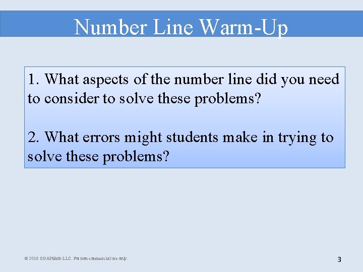 Session 6 Number Lines Big Ideas Number lines