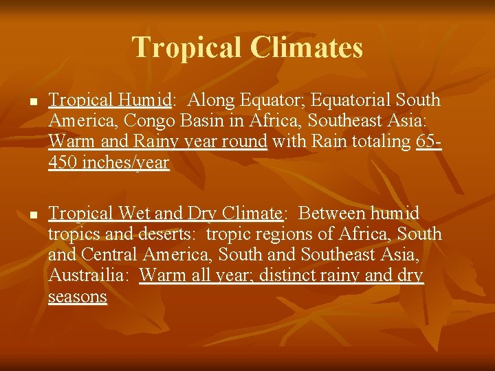 Climate and Weather Vocabulary n n Weather condition