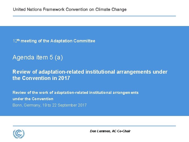 12 th meeting of the Adaptation Committee Agenda