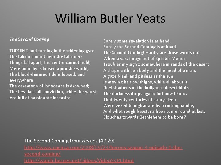 William Butler Yeats 1865 1939 William Butler Yeats
