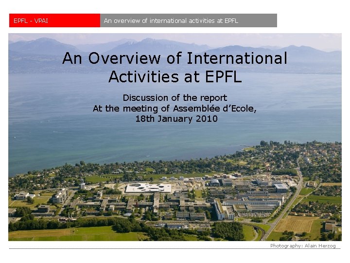 EPFL VPAI An overview of international activities at