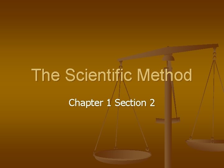 The Scientific Method Chapter 1 Section 2 What