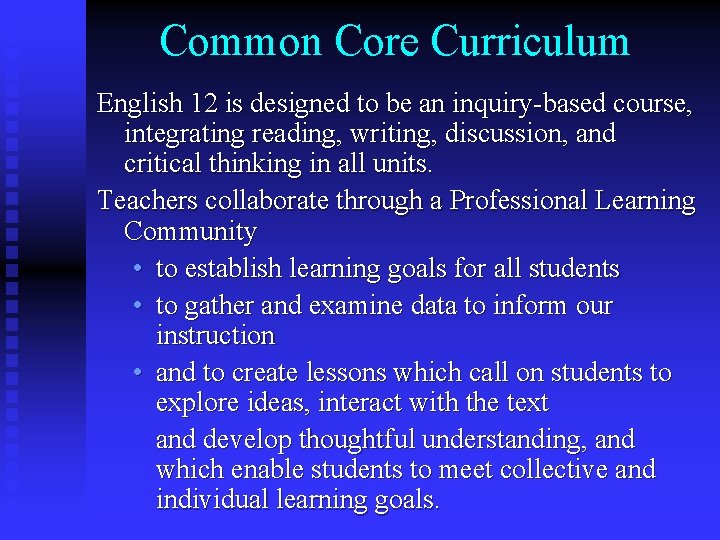 Welcome to Senior English Mrs Malaspino MANBCT Welcome