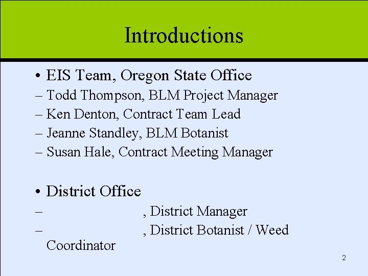 BLM Vegetation Management EIS Click to edit Master