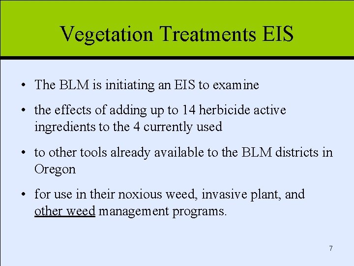 BLM Vegetation Management EIS Click to edit Master