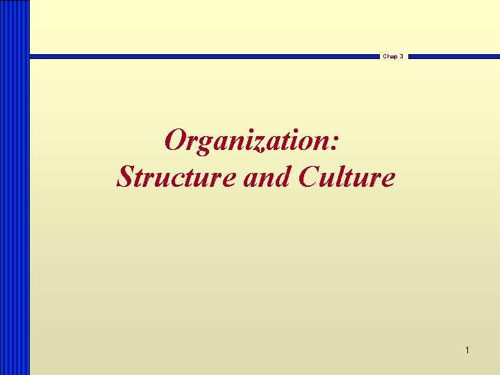 Chap 3 Organization Structure and Culture 1 Whats