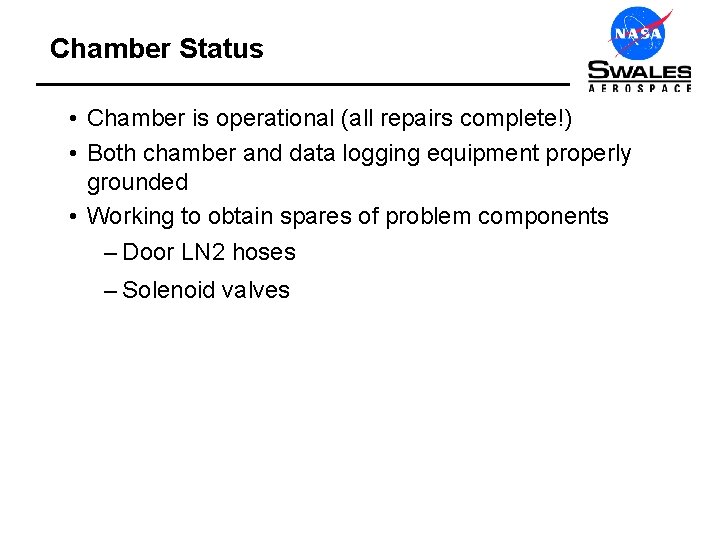 Thermal Vacuum Chamber Requirements and Status Brian Briggs