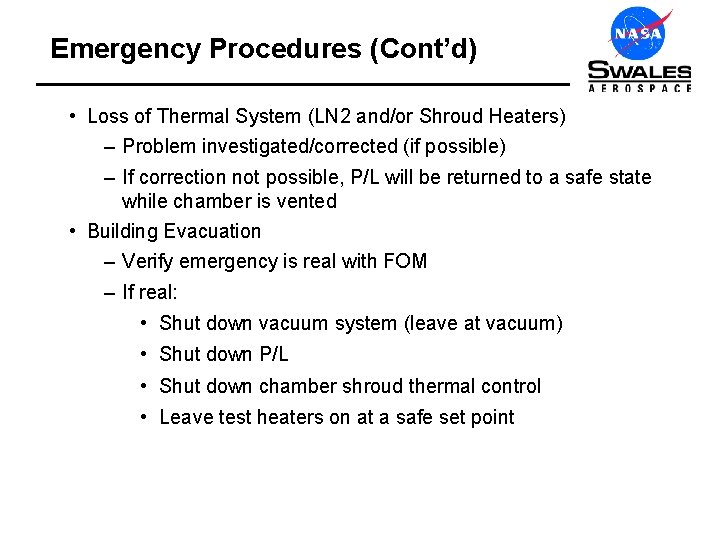 Thermal Vacuum Chamber Requirements and Status Brian Briggs