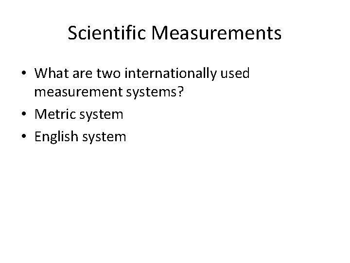 Measurement Global Science Mrs Naples Scientific Measurements Metric