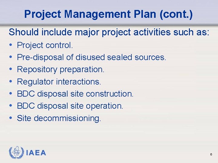 Program and Quality Management Project for Borehole Disposal