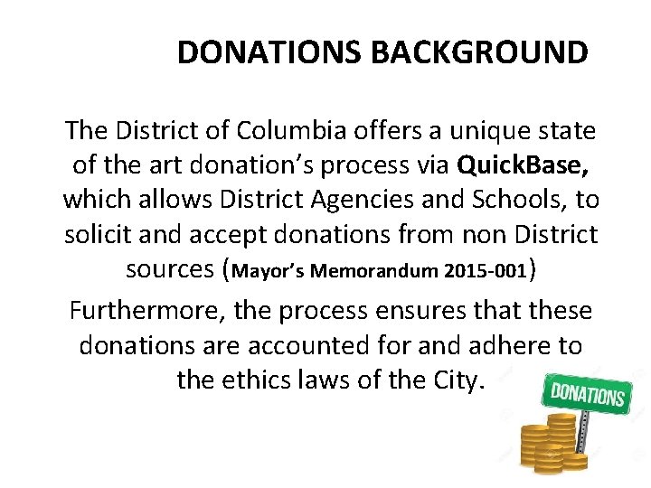 DONATION MANAGEMENT TRAINING FOR DC AGENCIES Date February