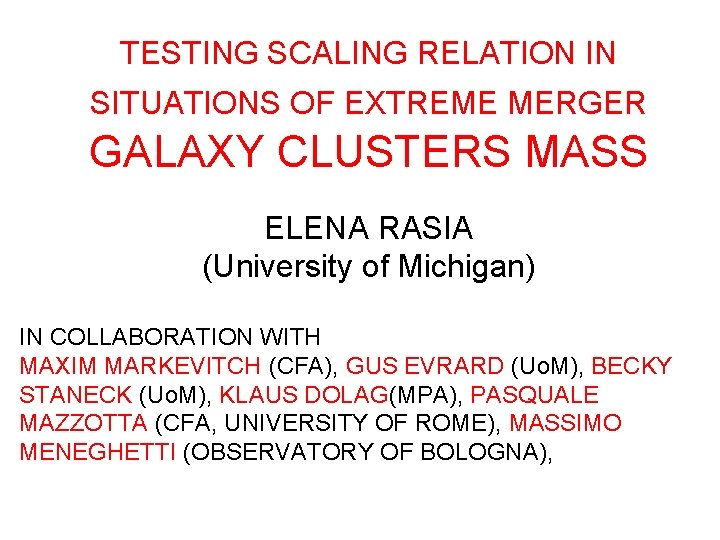 TESTING SCALING RELATION IN SITUATIONS OF EXTREME MERGER