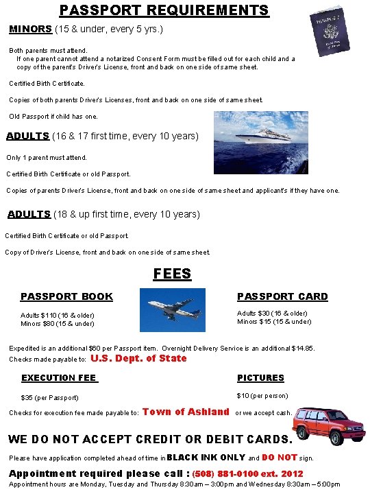 PASSPORT REQUIREMENTS MINORS 15 under every 5 yrs