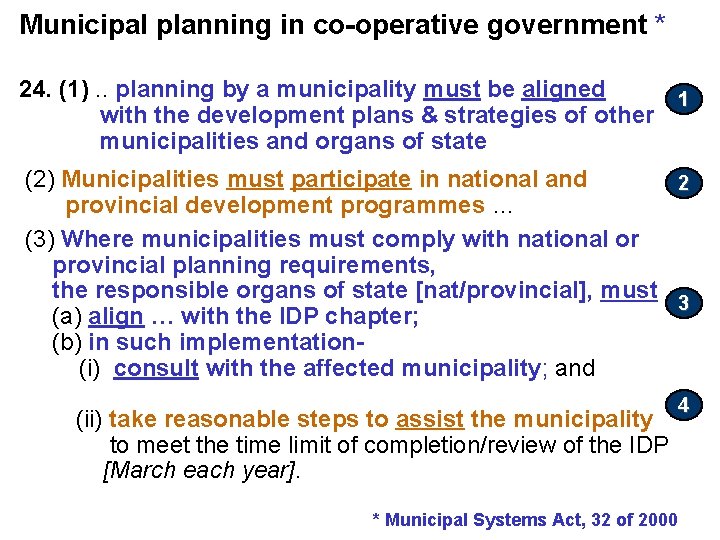SESSION 7 Integrated Governance ProvincialMunicipal Engagement A Provincial