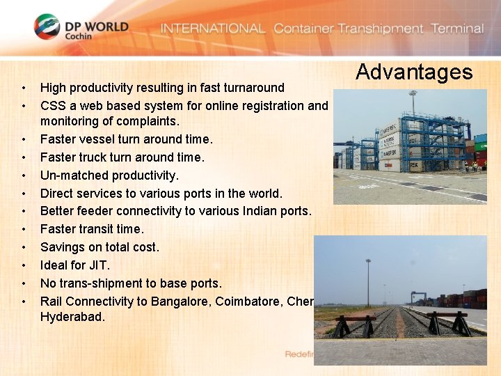 First Transshipment terminal in India First container terminal