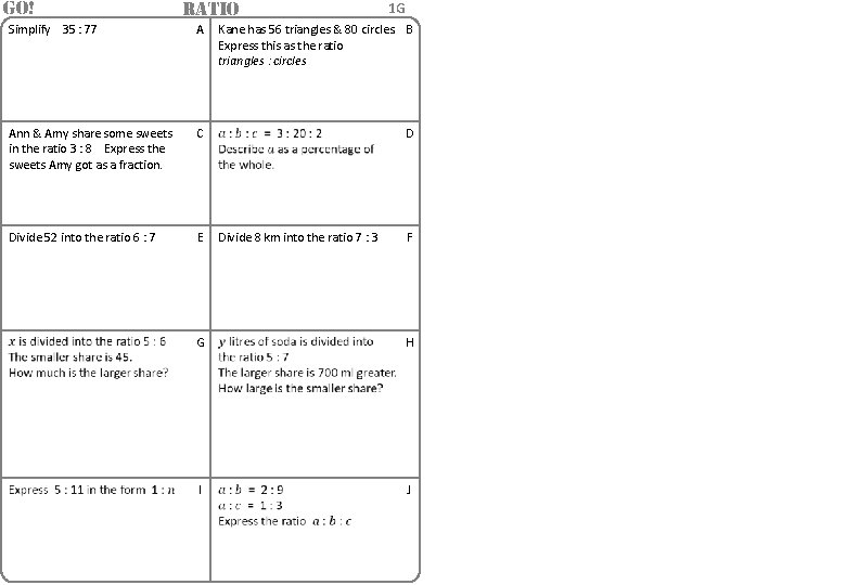 go RATIo 1 G Simplify 35 77 A