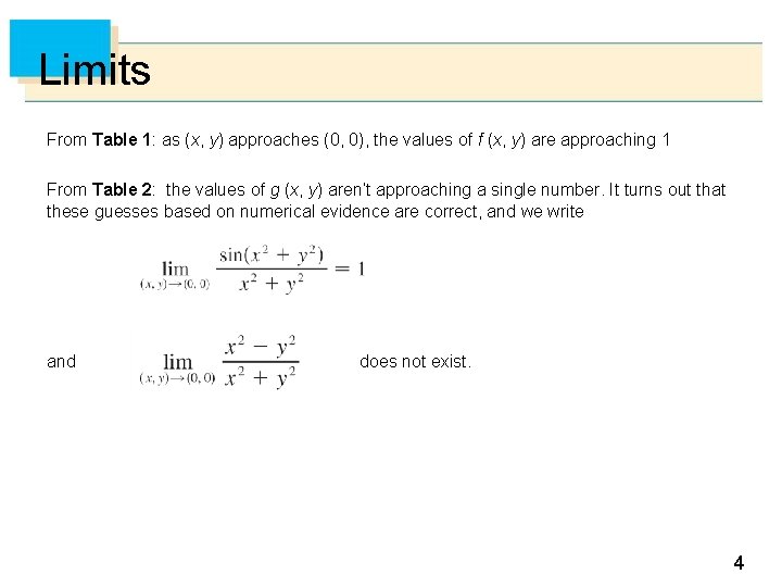 14 2 Limits and Continuity Limits Lets compare