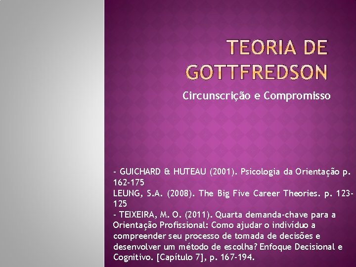 TEORIA DE GOTTFREDSON Circunscrio e Compromisso GUICHARD HUTEAU