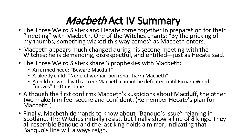 Macbeth Act IV Summary The Three Weird Sisters
