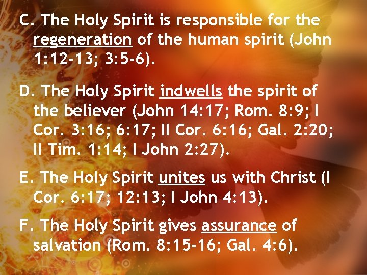 The Work of the Holy Spirit in the