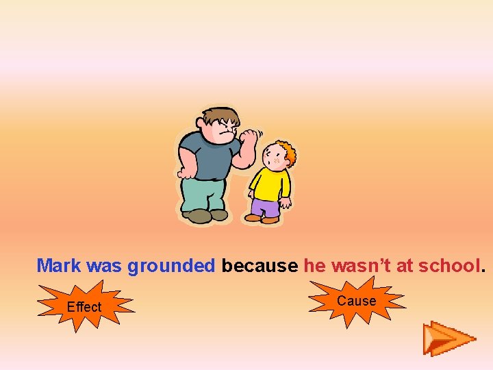 Effect Cause Mark was grounded because he wasnt